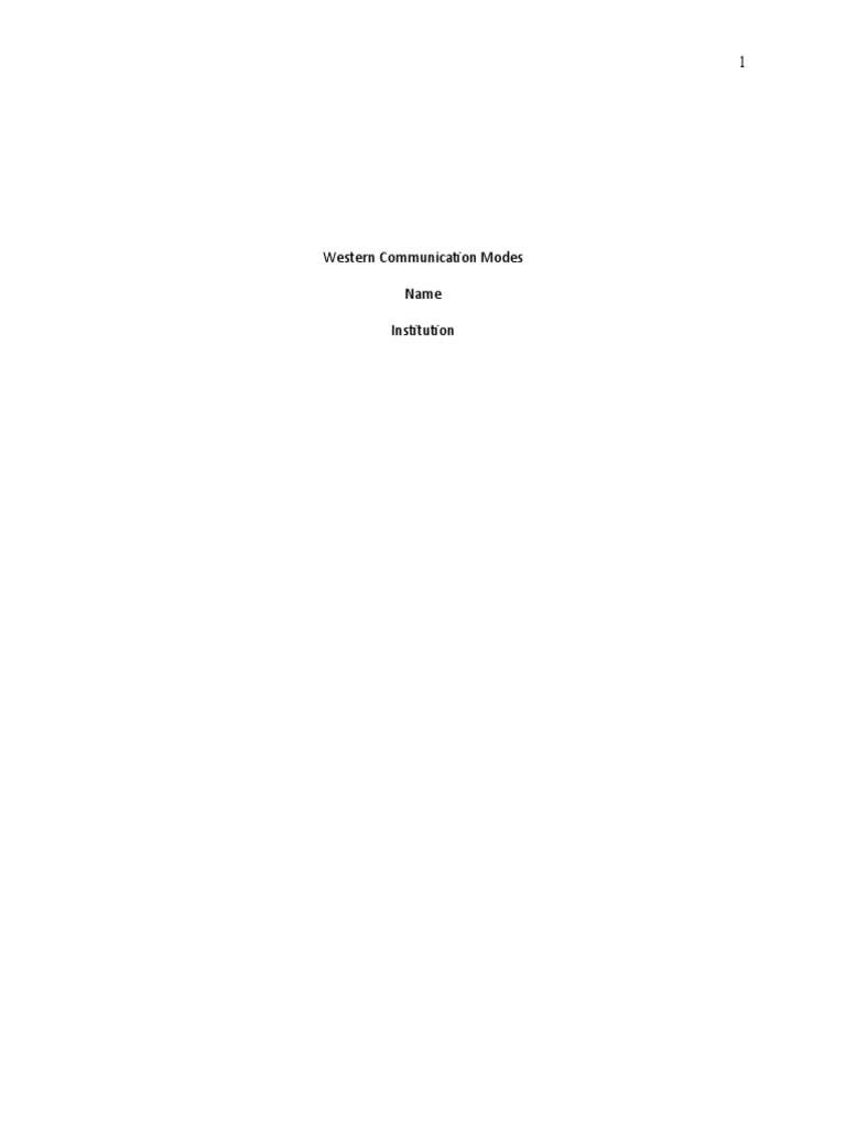 Western Communication Modes | PDF | Communication | Western Culture