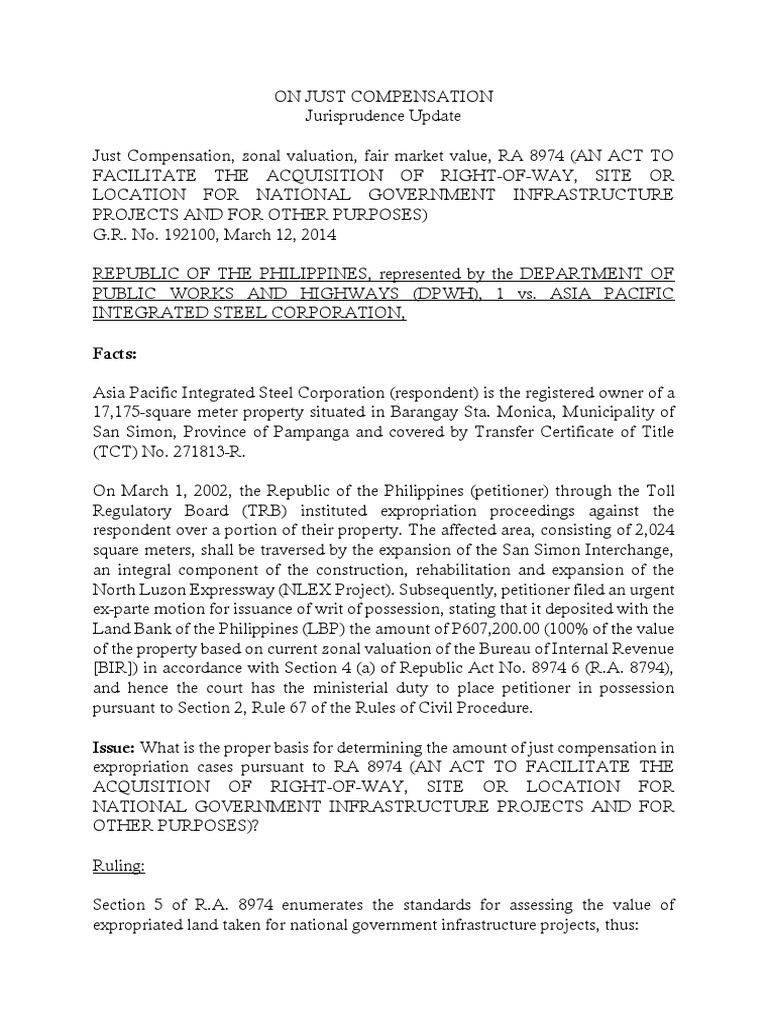 Expropriation and Just Compensation | PDF | Real Estate Appraisal ...