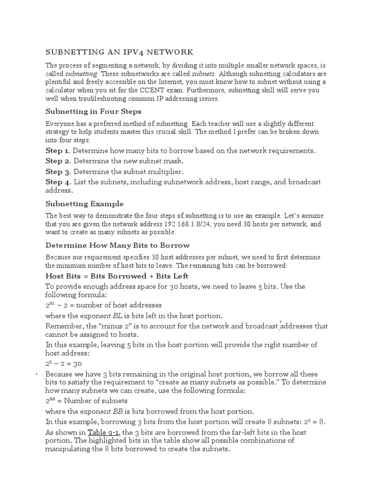 Subnetting An Ipv4 Network | PDF | Network Architecture | Mathematics
