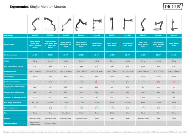 DIGITUS Ergonomics - Matrix Single Monitor Mounts EN | PDF ...