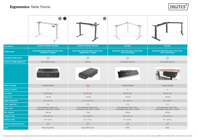 DIGITUS Ergonomics - Matrix Table Frames EN 2022 | PDF | Electronics ...