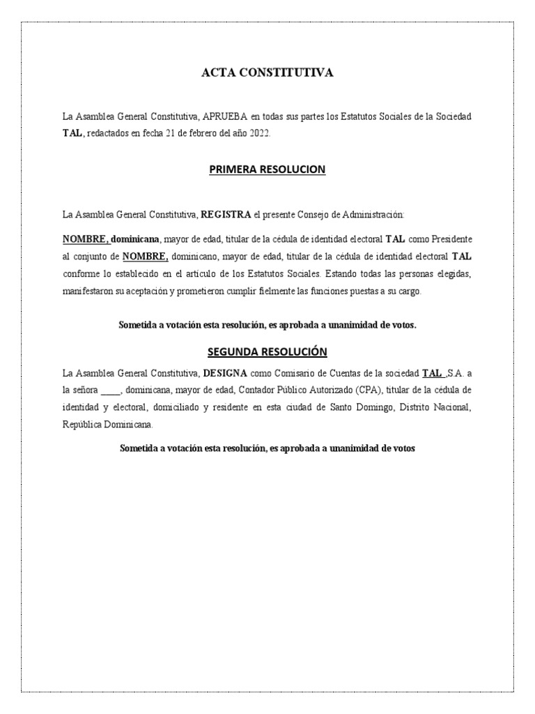 ACTA CONSTITUTIVA | PDF | Gobierno