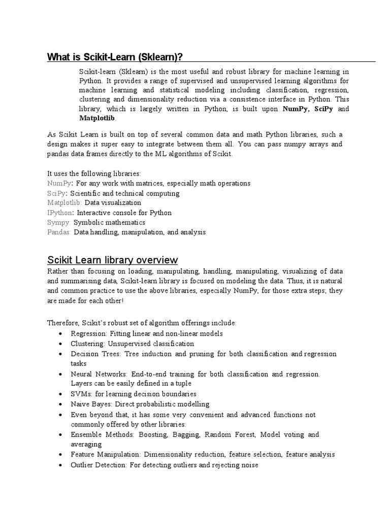 Scikit Notes Ml Pdf Machine Learning Statistical Classification