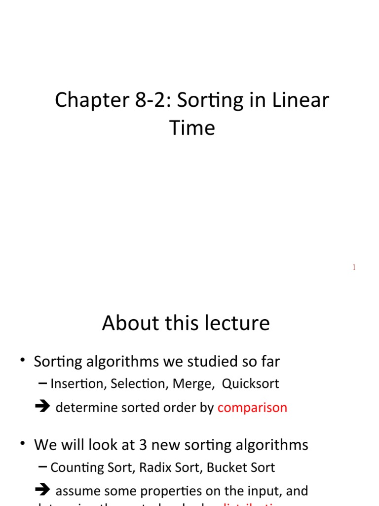 Sorting in Linear Time | PDF | Mathematical Logic | Arithmetic