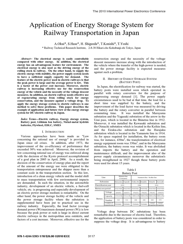 Application of Energy Storage System For Rail Transport in Japan | PDF ...