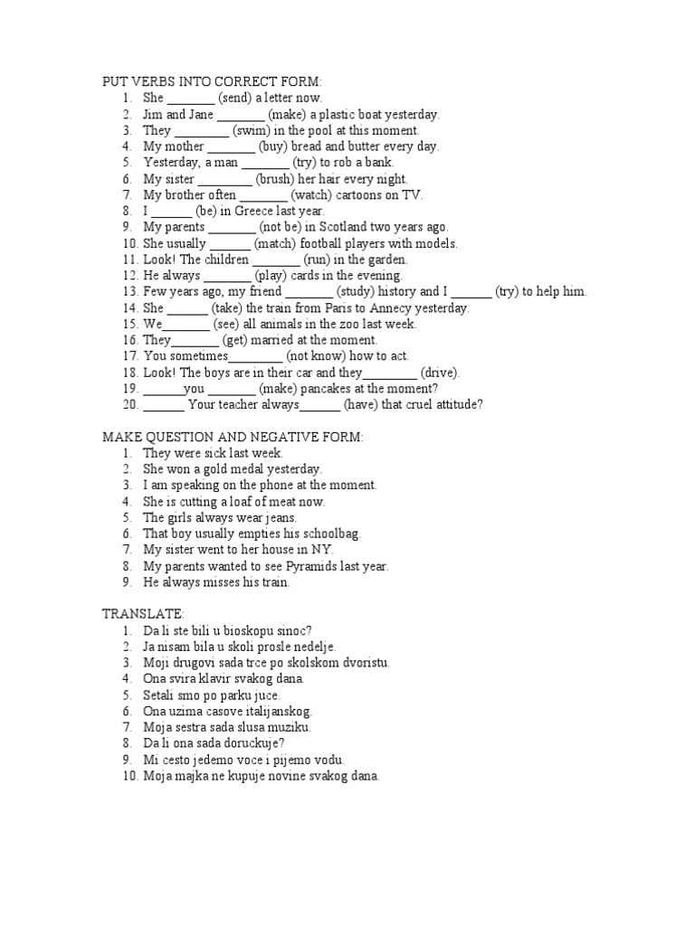 Present Simple Past Simple | PDF