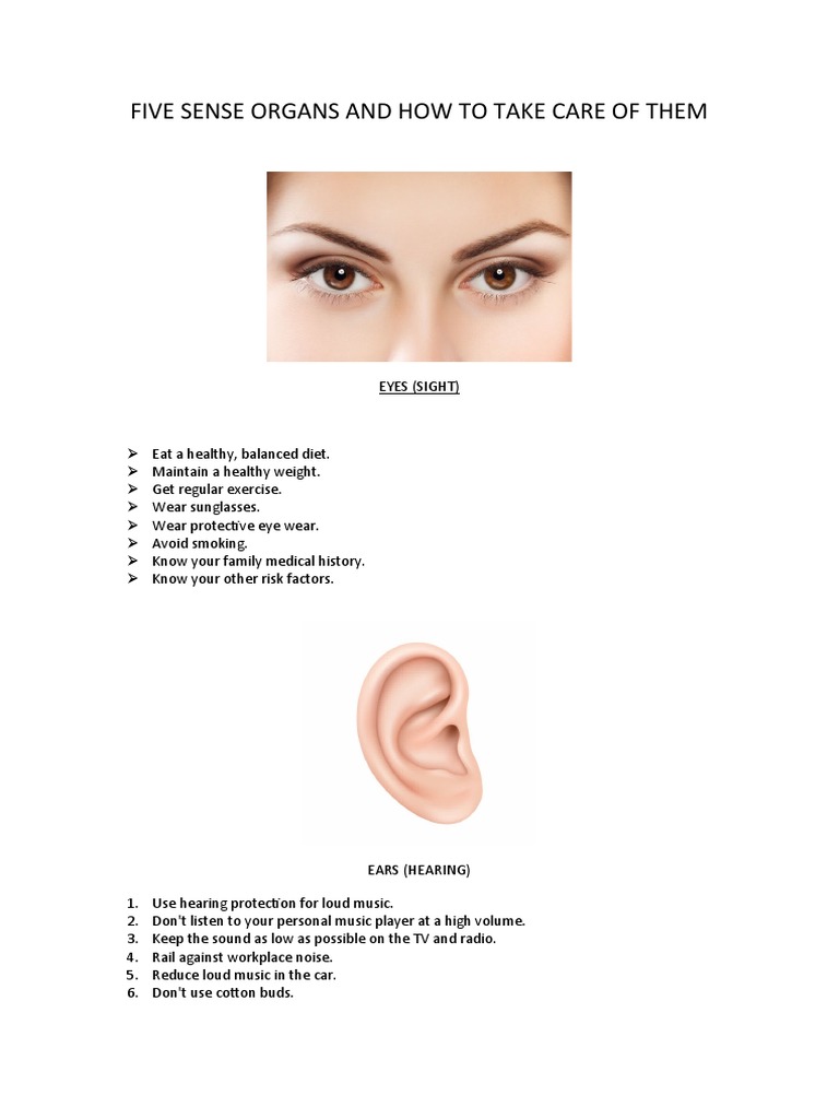 Five Sense Organs and How To Take Care of Them | PDF | Wellness