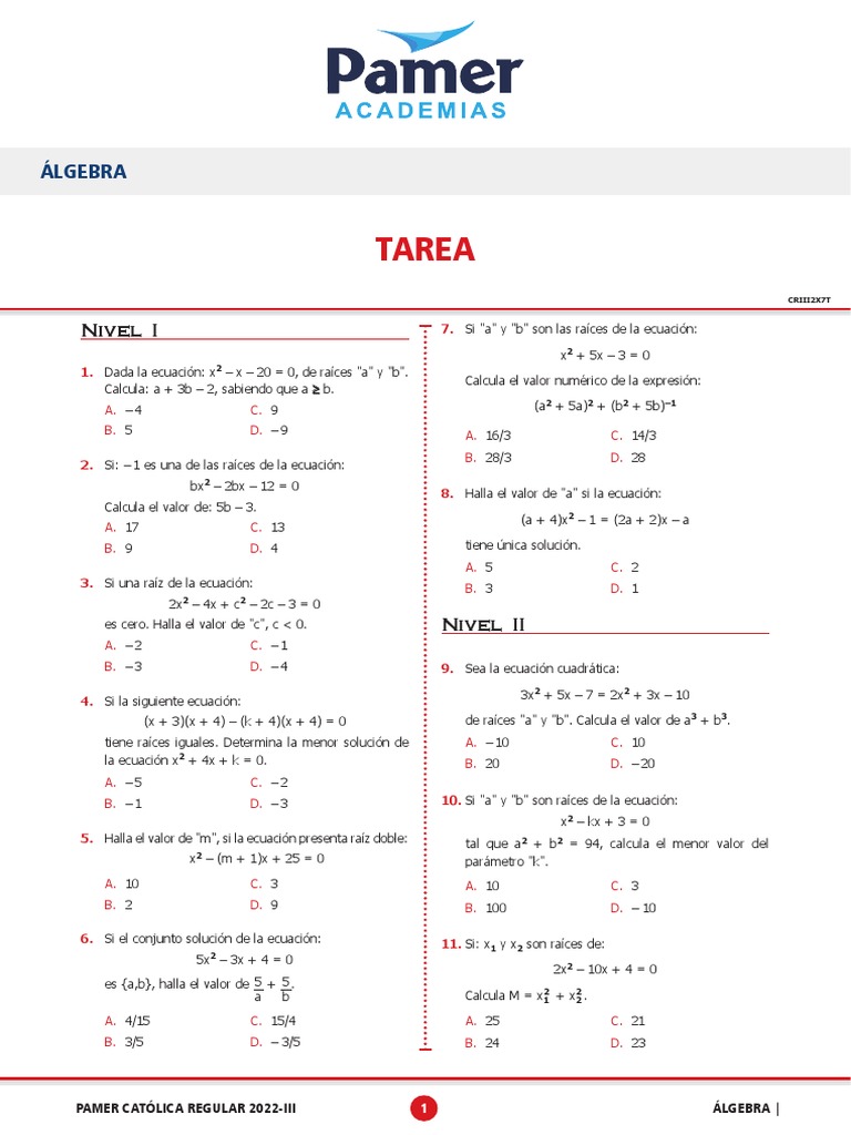 Tarea 7 Algebra | PDF | Ecuaciones | Álgebra