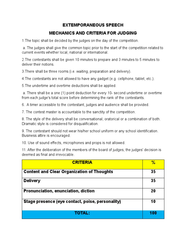 Mechanics Extemporaneous Speech | PDF
