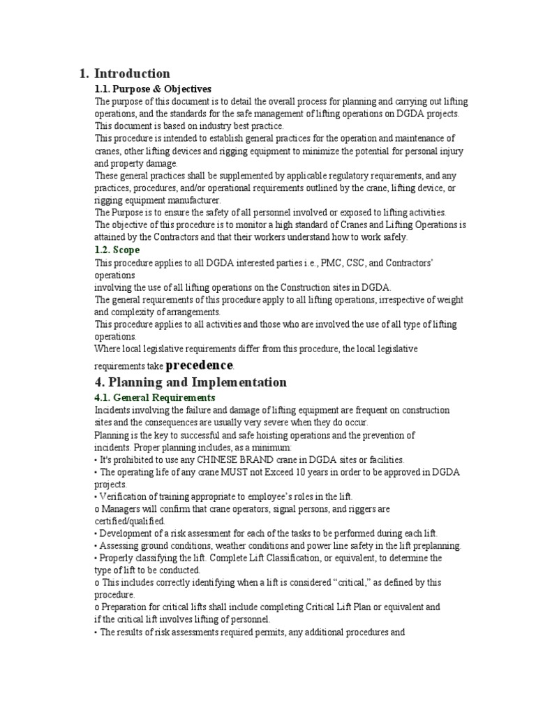 Lifting Procedure and Plan | PDF | Crane (Machine) | Rope