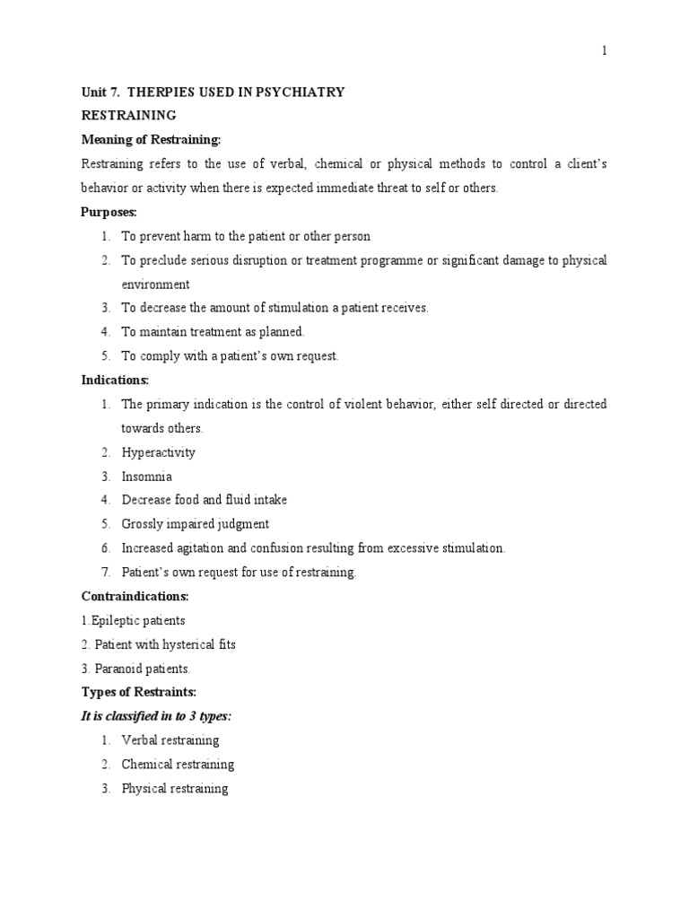 Unit 7 Therapies Used in Psychiatry | Download Free PDF | Psychotherapy | Psychoanalysis