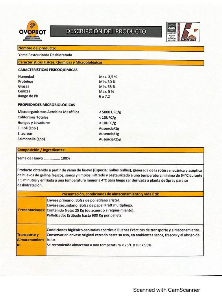 Ficha Tecnica Ovoprot | PDF