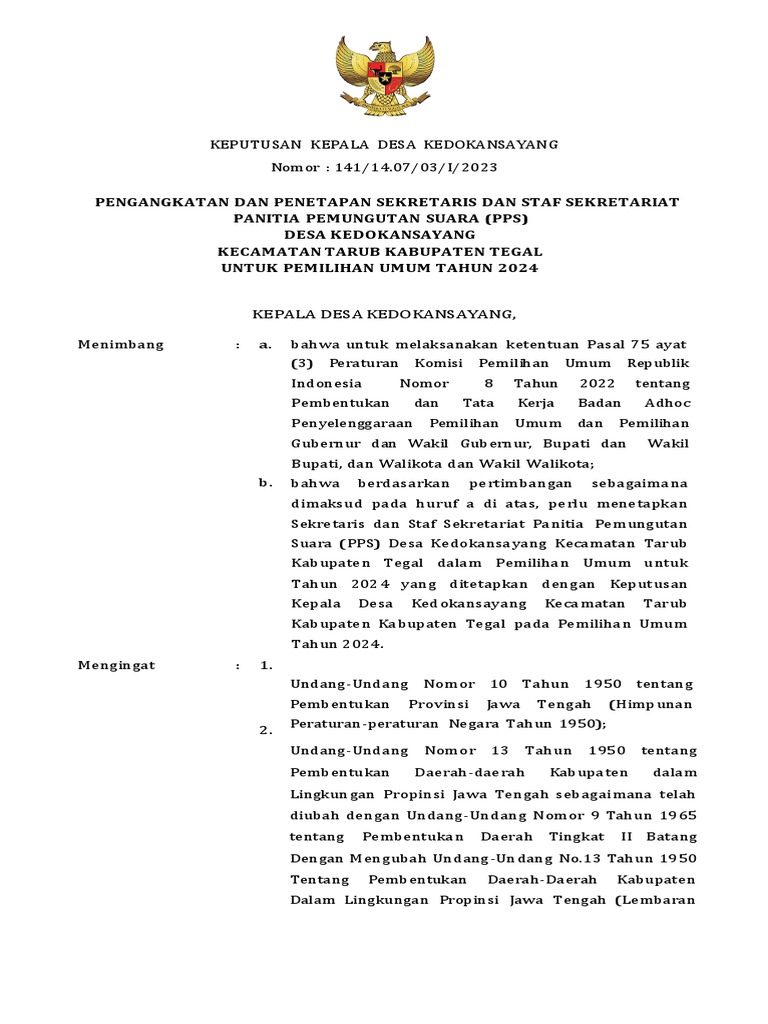 SK Sekretariat PPS 2023 | PDF