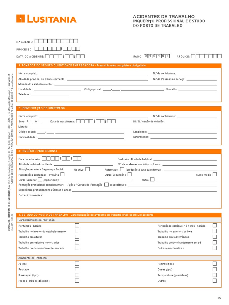 Acidentes - Inquerito Profissional e Estudo Do Posto de Trabalho | PDF