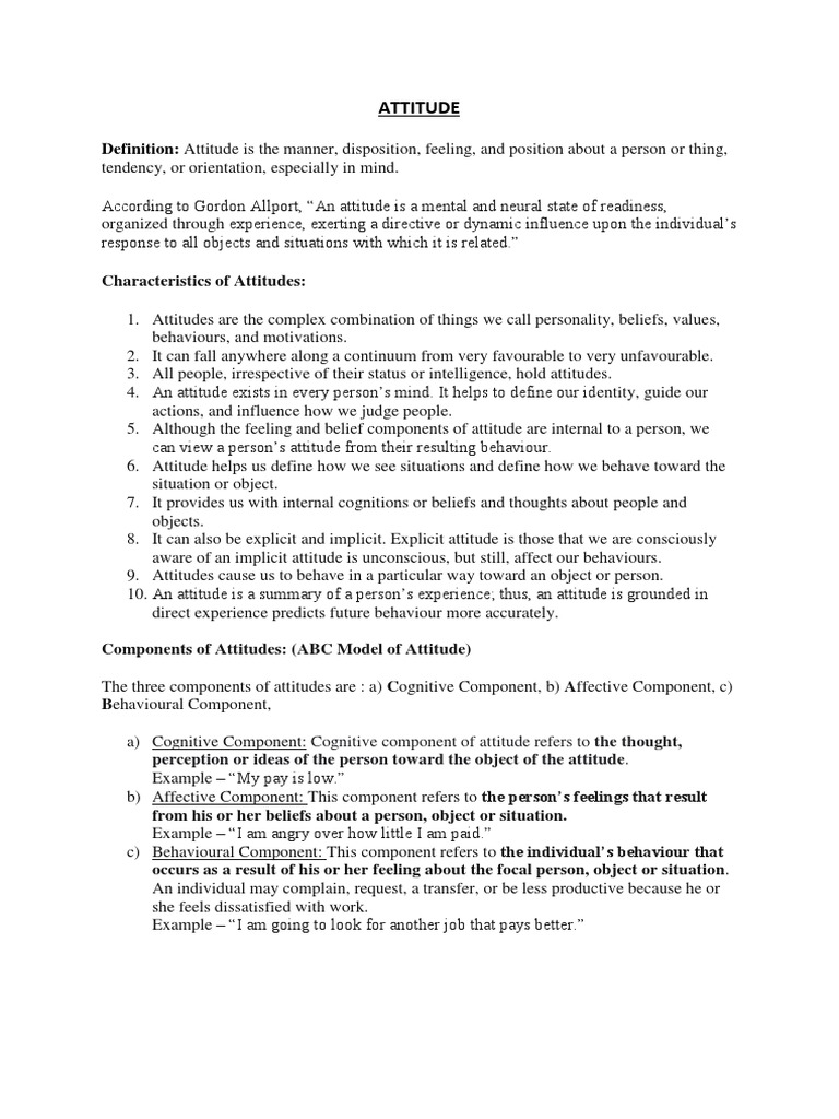 ATTITUDE | PDF | Attitude (Psychology) | Behavior