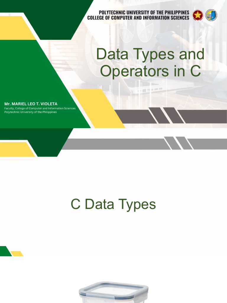 Lesson 4 C Data Types And Operators Pdf Integer Computer Science Data Type