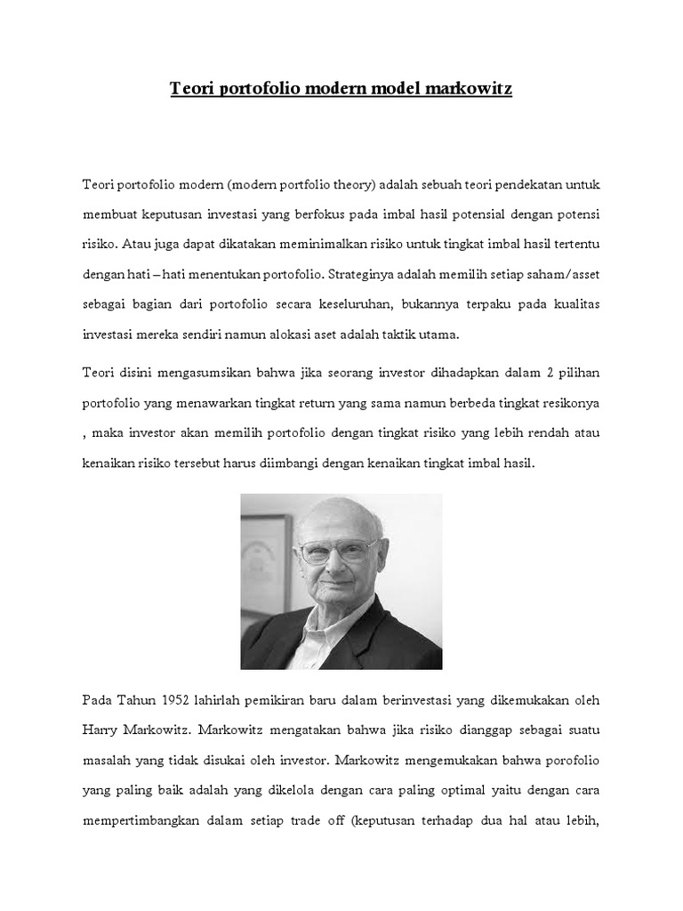 Teori Portofolio Modern Markowitz | PDF