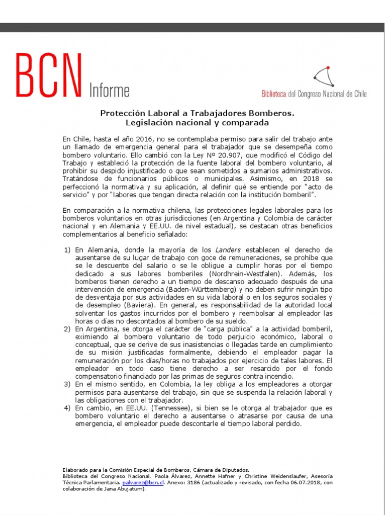 BCN Proteccion Laboral Bomberos Actualizado 2018 | PDF | Bombero | Derecho laboral