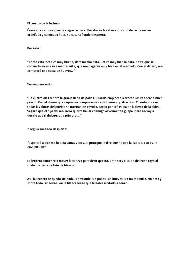 El Cuento De La Lechera Pdf