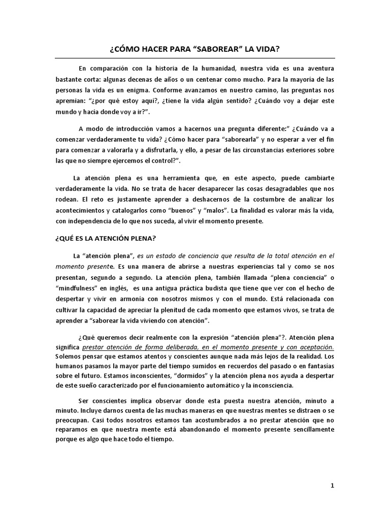 Cómo Hacer para Saborear La Vida | PDF | Cerebro | Meditación