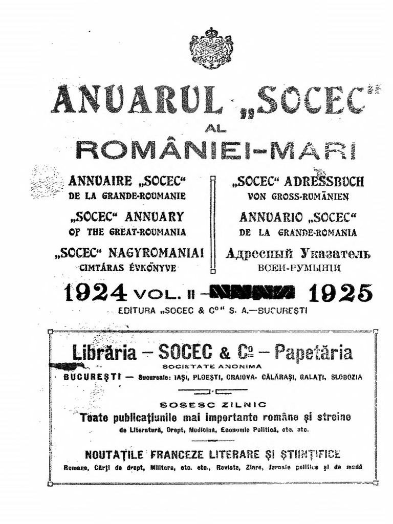Anuarul Socec Al Romaniei Mari 1924-1925 Vol. II | PDF