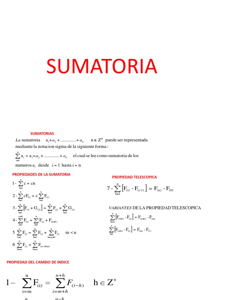 Sumatoria | PDF | Series (Matemáticas) | Matemáticas