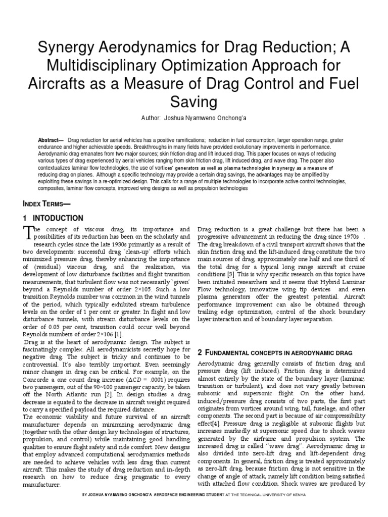 Aircraft Drag Reduction Techniques | PDF | Drag (Physics) | Aerodynamics