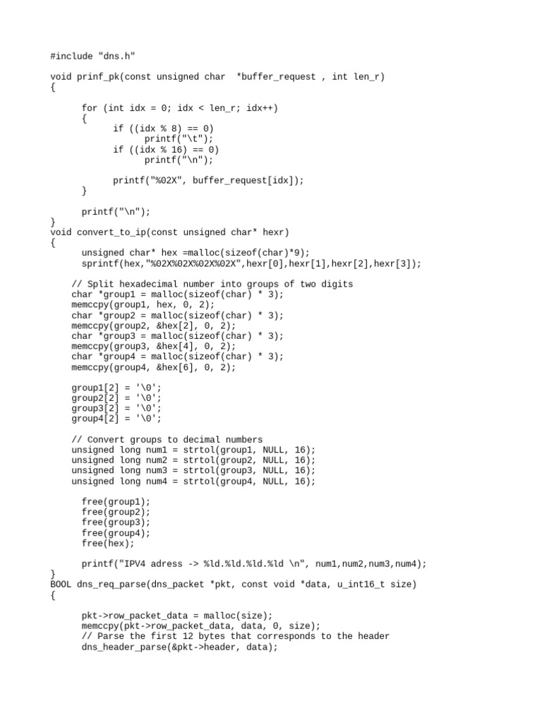 Parsing DNS Packets and Queries: Functions for Extracting Domain Name ...