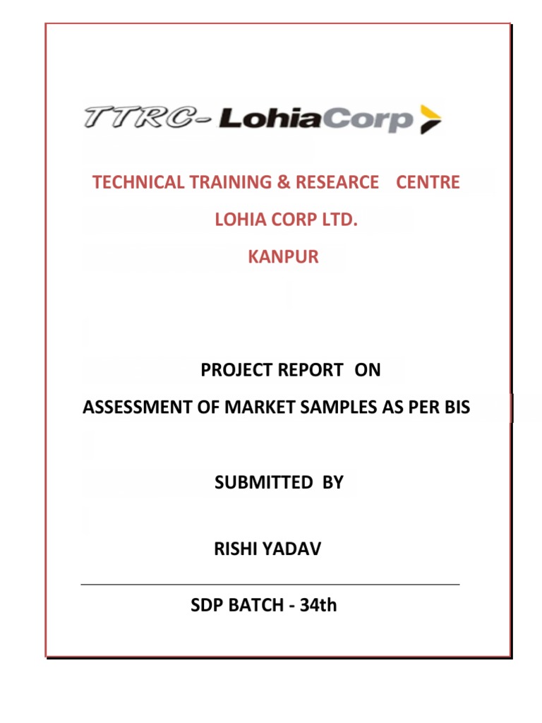 Technical Training & Researce Centre Lohia Corp Ltd. Kanpur: Project ...