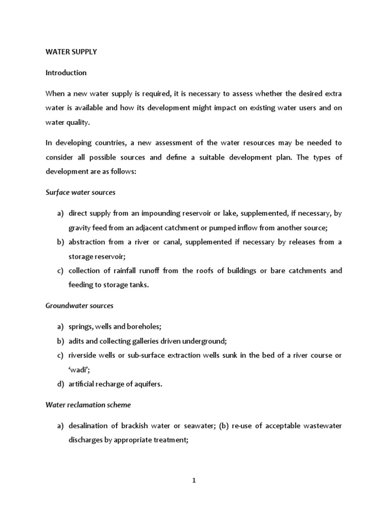Water & Wastewater Engineering I CEC 304 Lecture Notes | PDF | Water ...