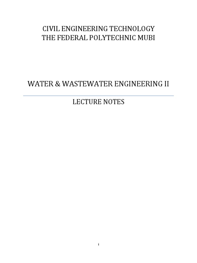 Water & Wastewater II CEC 426 Lecture Notes Updated | PDF | Sanitary ...