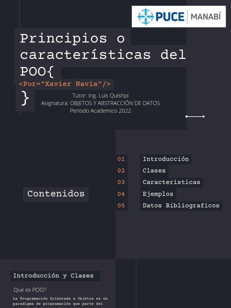 Características Principales en POO Por Xavier Navia | PDF | Objeto ...