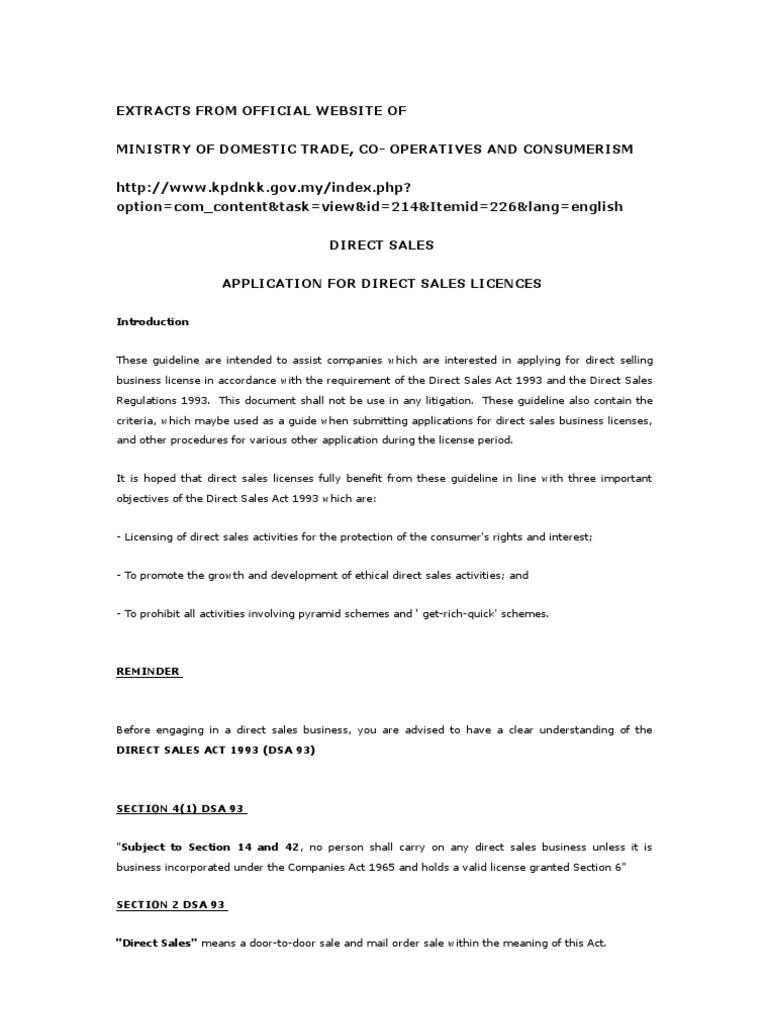Direct Selling License Guidelines 2024 | PDF | Multi Level Marketing ...
