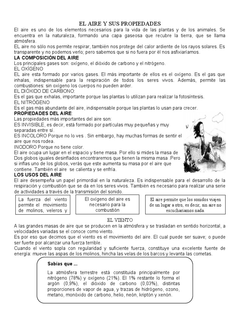 El Aire y Sus Propiedades | PDF | Oxígeno | Atmósfera