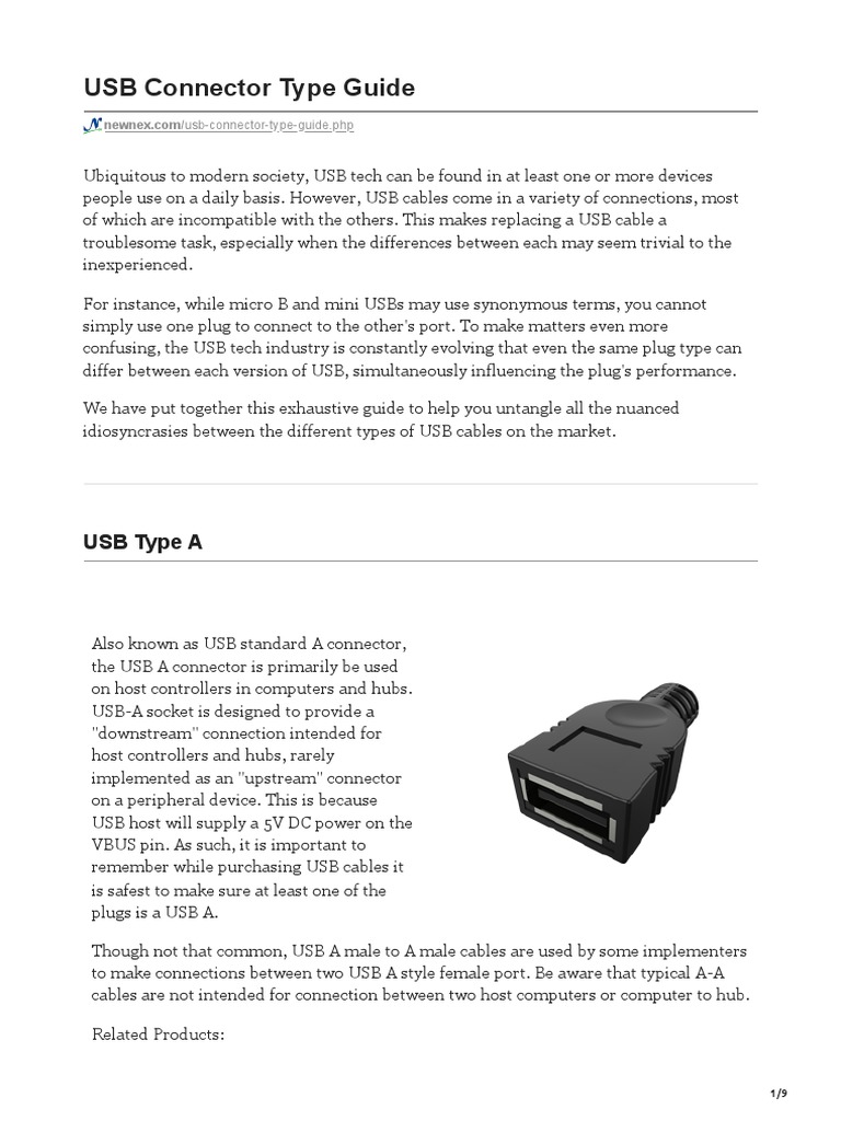 USB Connector Type Guide | Download Free PDF | Usb | Electrical Connector