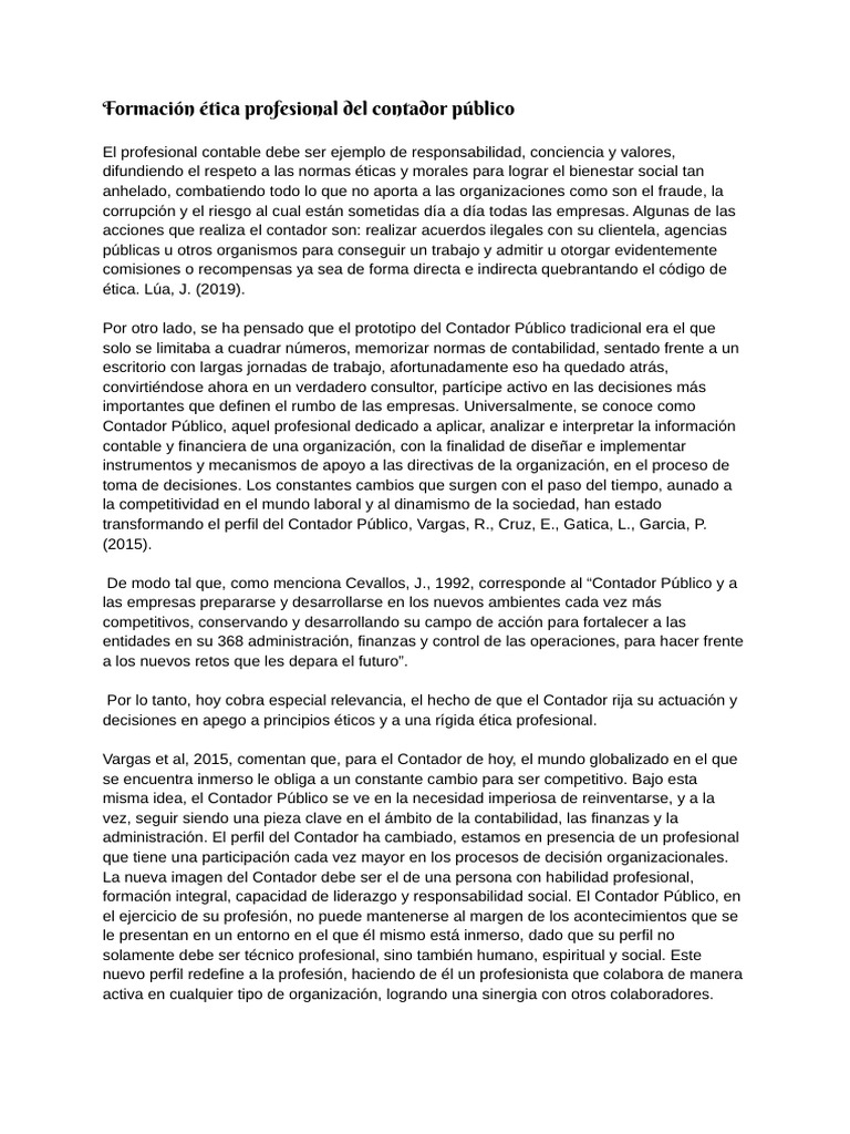 Formación ética Profesional Del Contador Público Pdf Contador