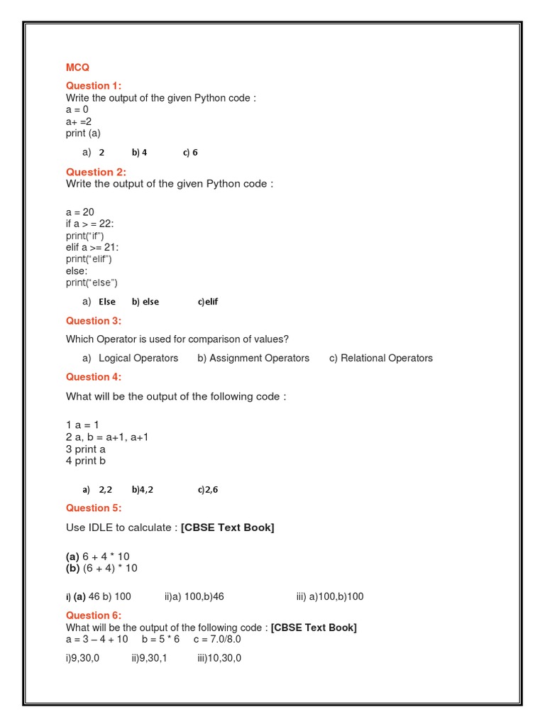MCQ Operators | PDF MCQ Operators | PDF