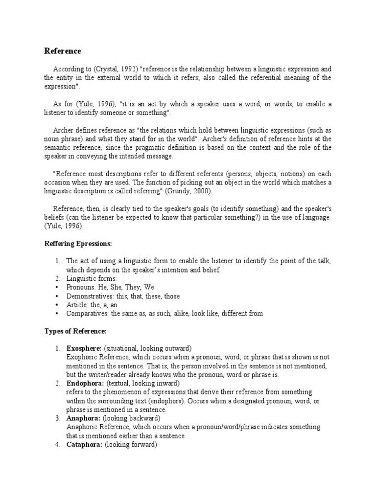 Reference & Inference by Fahira | PDF | Pronoun | Linguistics