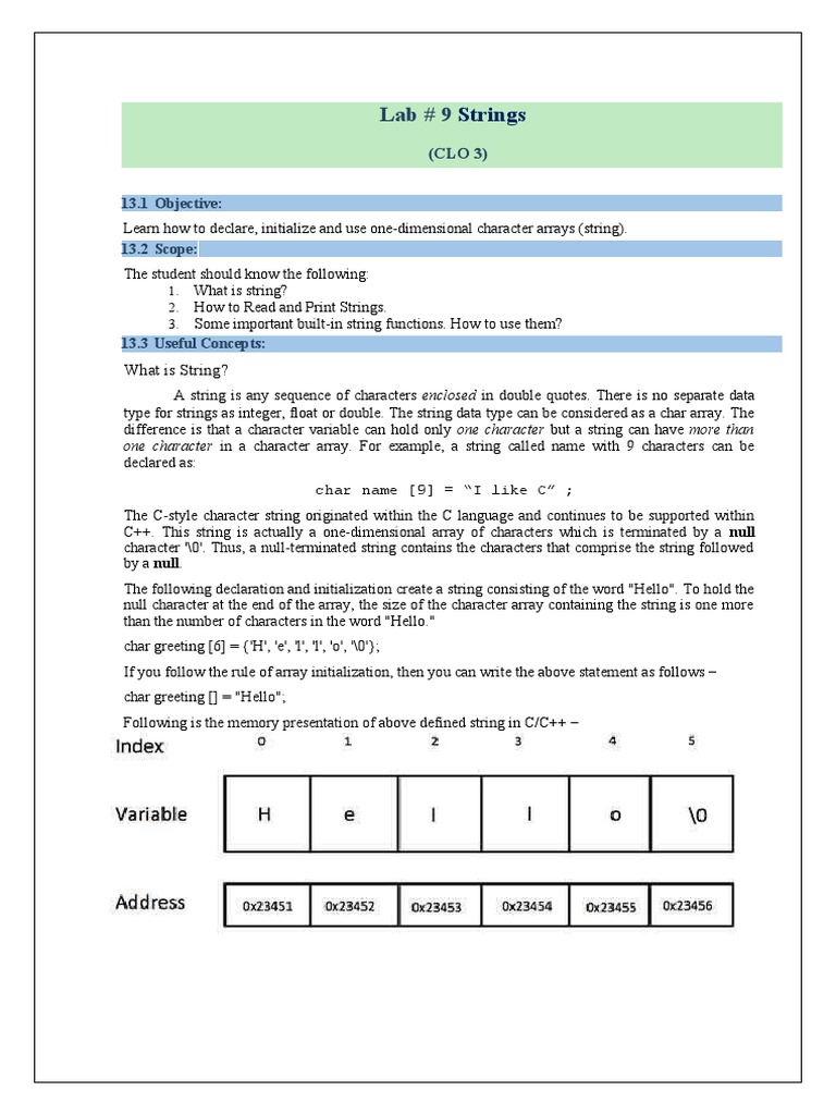 String LAB 9 | PDF | String (Computer Science) | C (Programming Language)