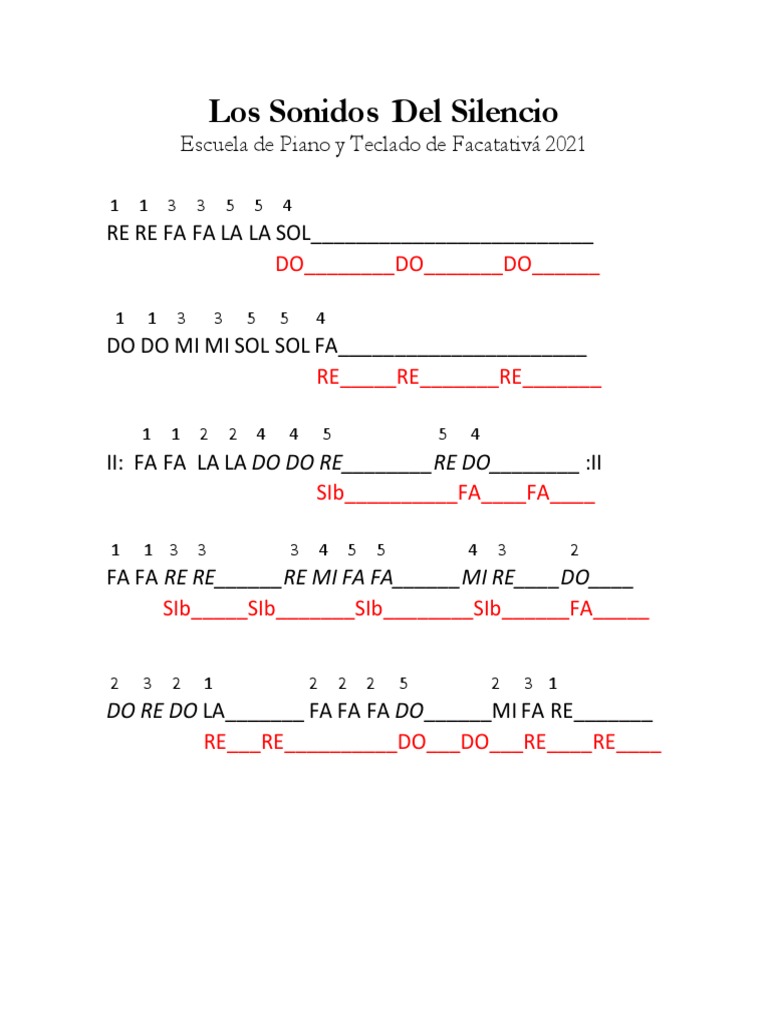 Los Sonidos Del Silencio Piano Pdf