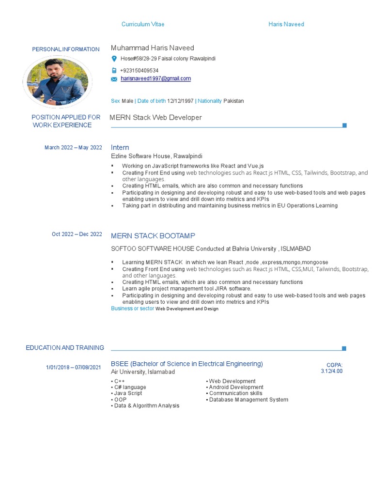 Haris CV | PDF | World Wide Web | Internet & Web