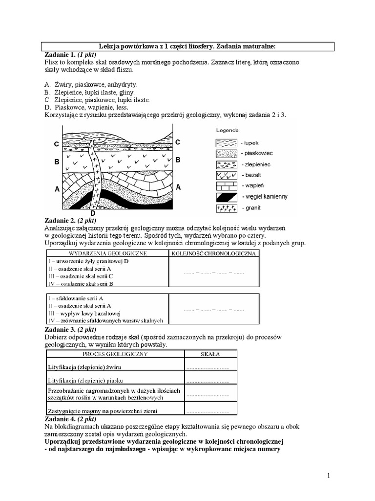Lekcja Powt - Litosf Cz1.Zad Mat | PDF
