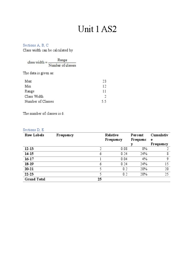 Unit 1 AS2 Frequency Distribution | PDF