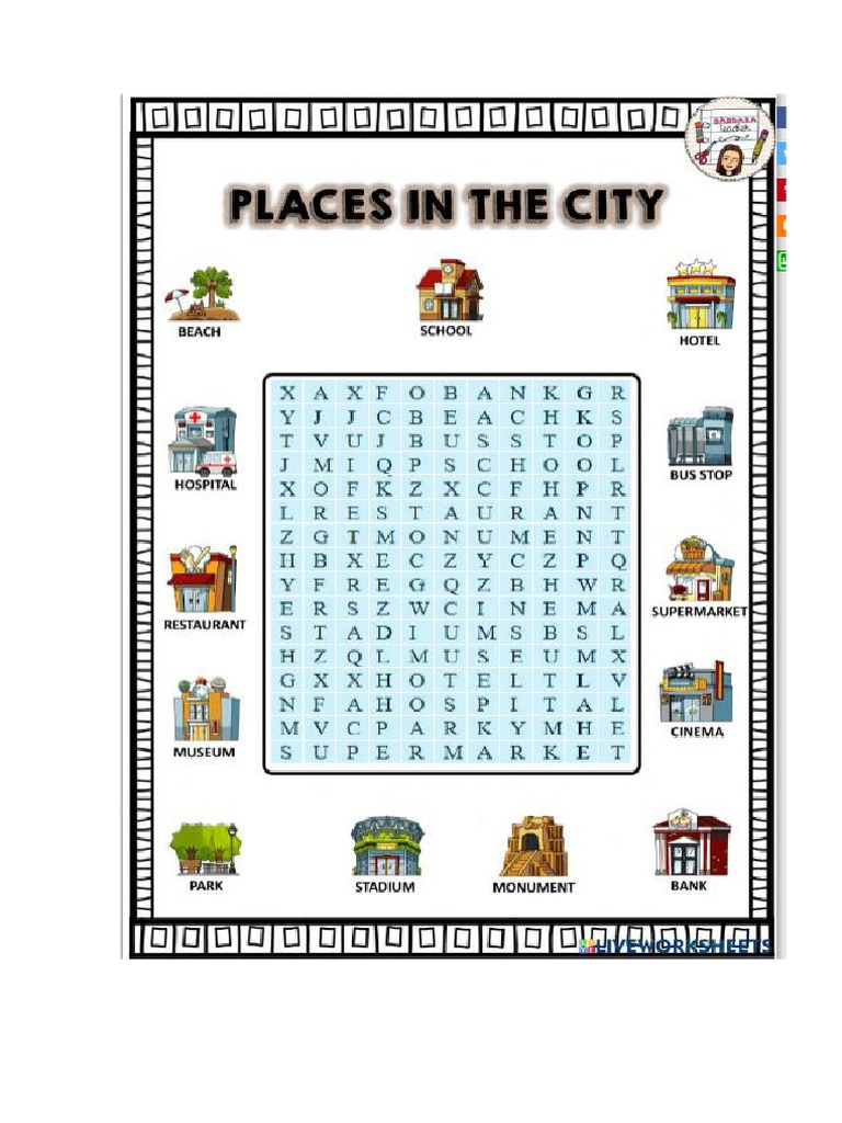 Sopa de Letras: Lugares en la Ciudad | PDF
