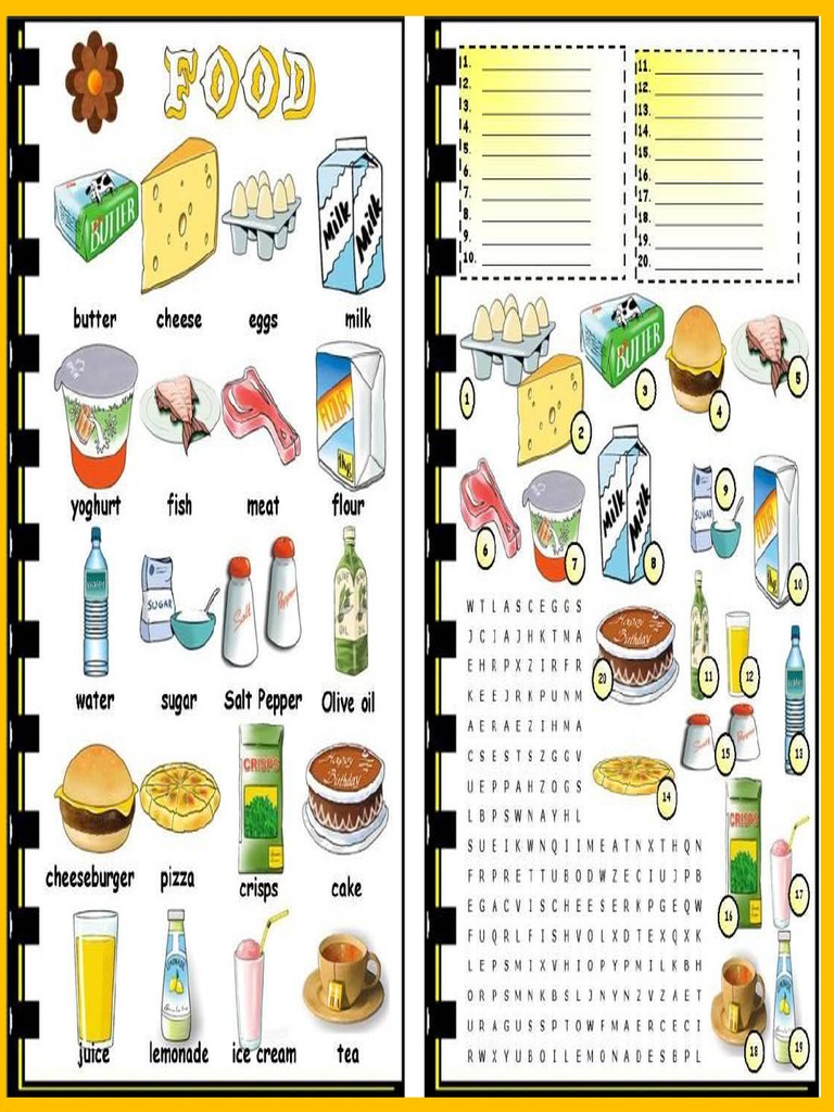 Food Worksheet 1 | PDF