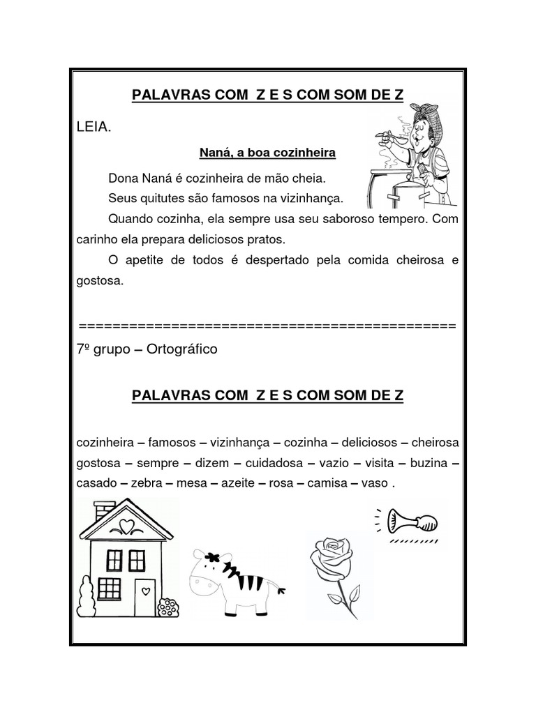 7 Grupo ORTOGRÁFICO PALAVRAS COM Z E S COM SOM DE Z | PDF