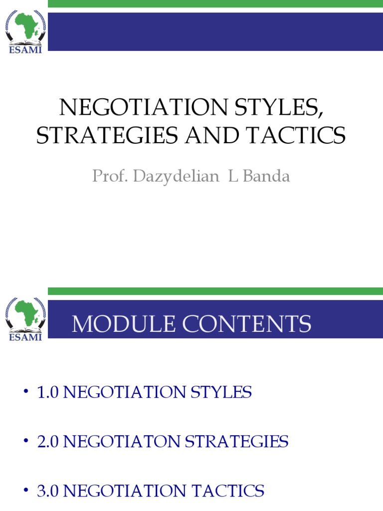 Negotiation Styles Strategies and Tactics | PDF | Negotiation