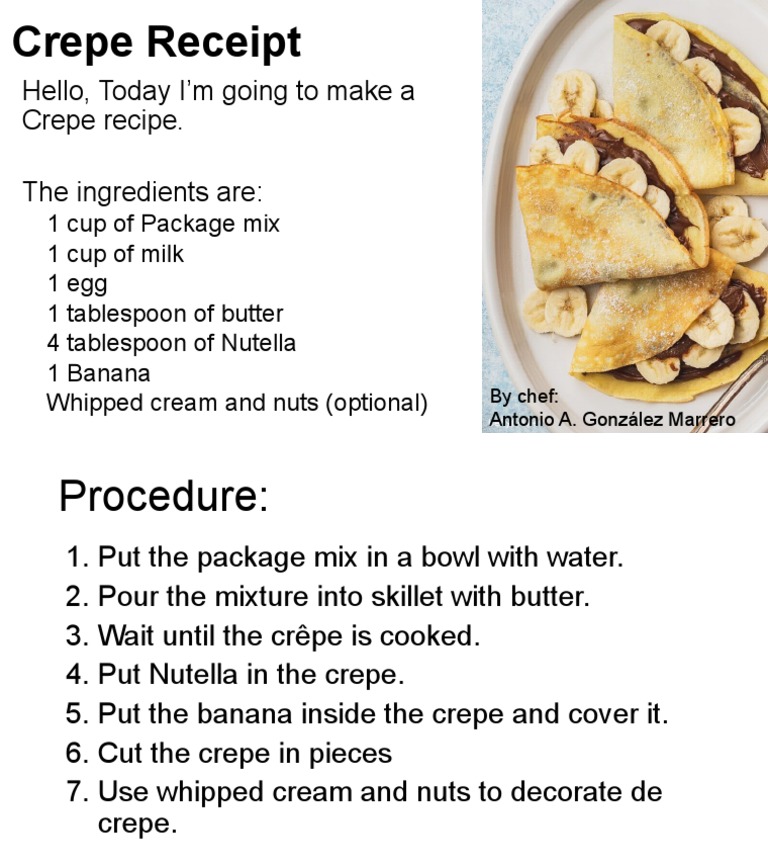 Crepe Receipt | PDF | Cooking, Food & Wine