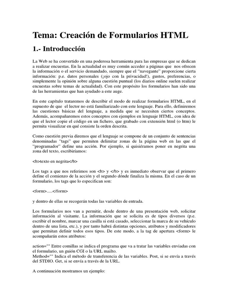 Formularios HTML | PDF | HTML | Lenguaje de programación