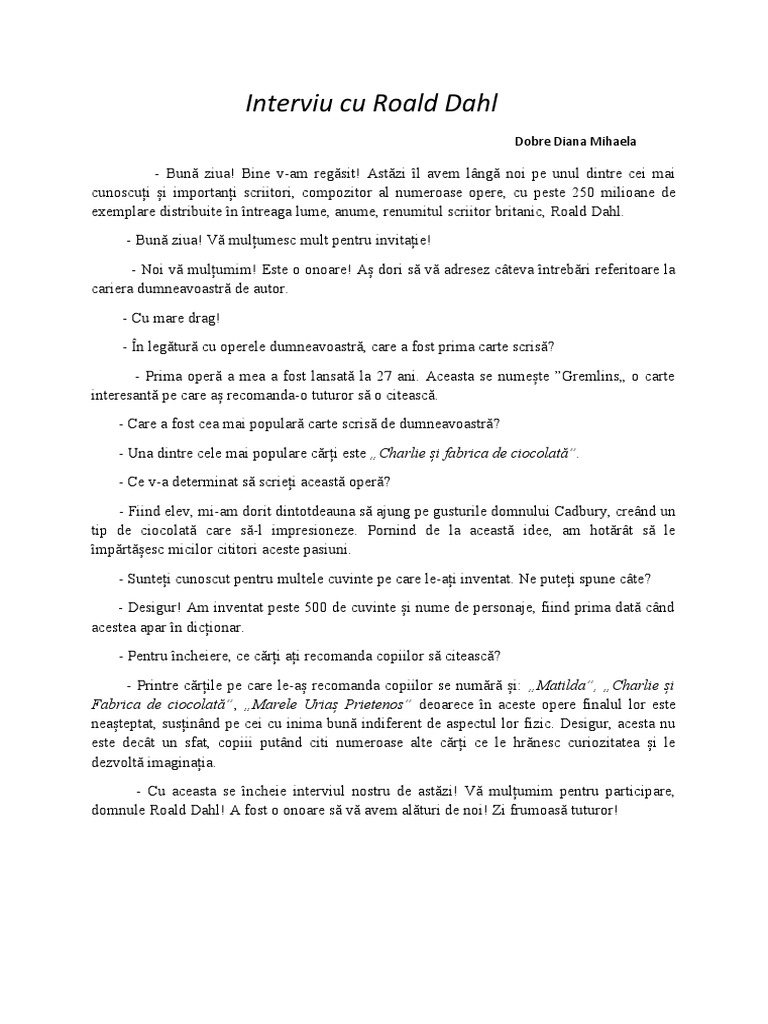 Interviu Cu Roald Dahl | PDF
